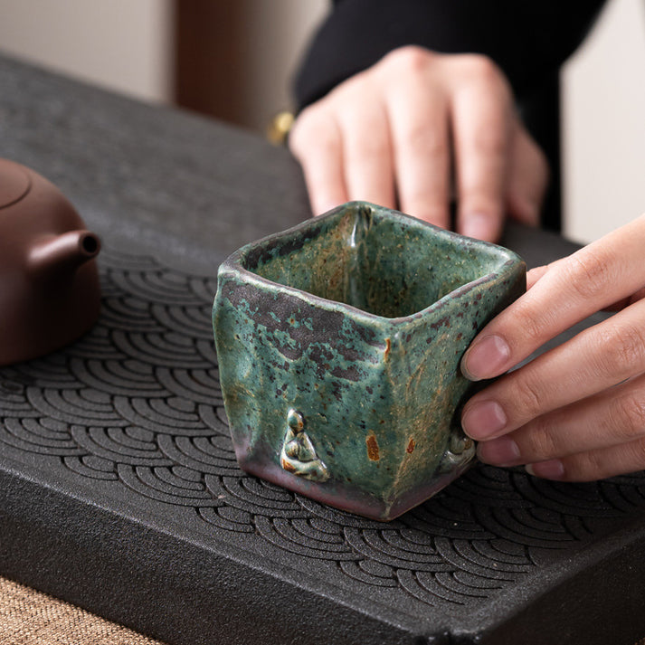 Handmade Tea Cup Ceramic Bronze Glaze Dunhuang teacup – saanwustudio